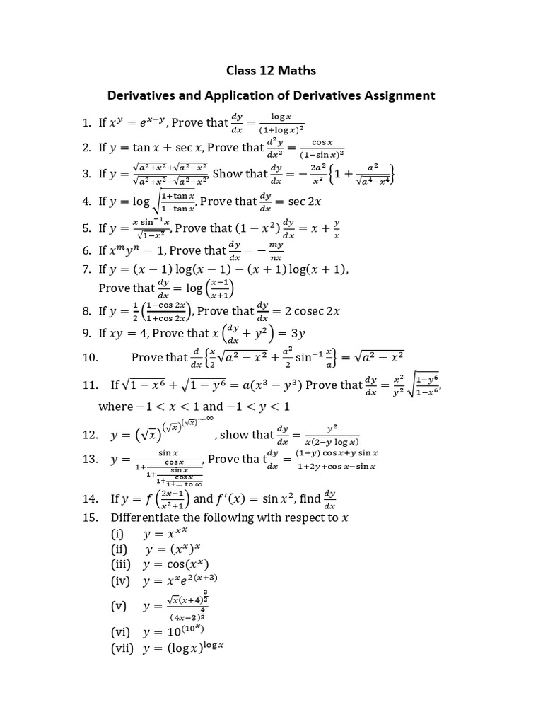 Derivatives Applications in Physics Class 12 | PDF