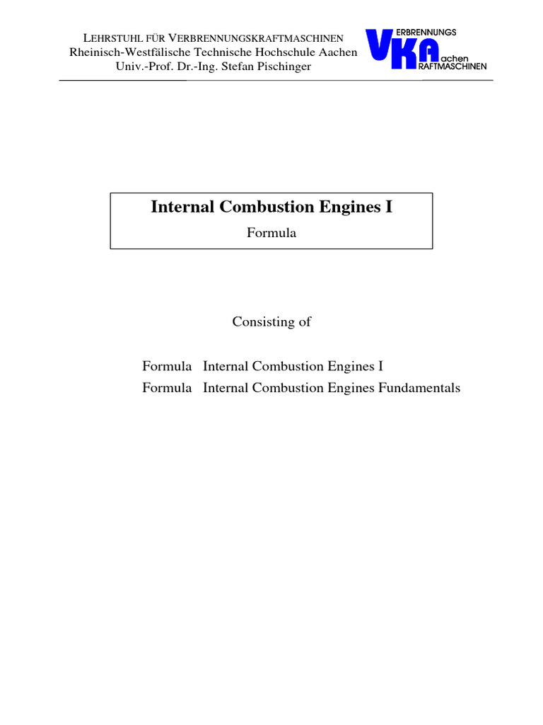 Formulary - Internal Combustion Engines | PDF | Gases | Mechanical Engineering