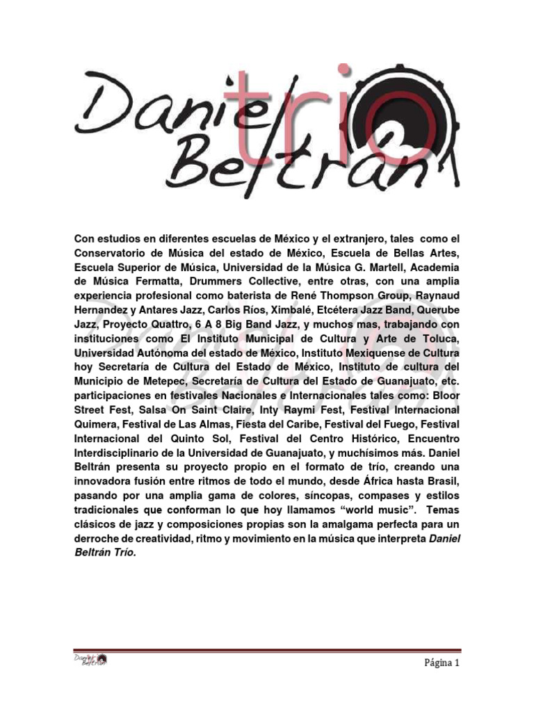 Dossier Daniel Beltrán Trio (Piano o Guitarra) | PDF | México | Jazz