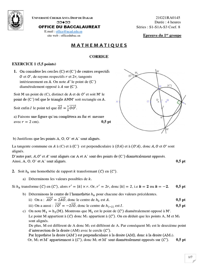 Corrigé MATH S1S3 | PDF