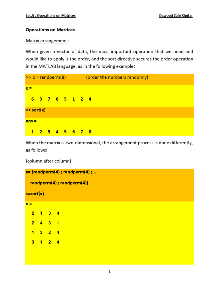 Lec 5 | PDF | Matrix (Mathematics) | Mathematics