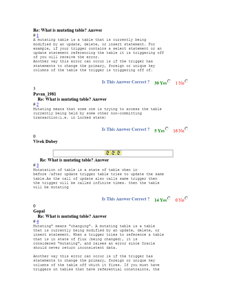 Mutating Table Pdf Information Technology Information Science 