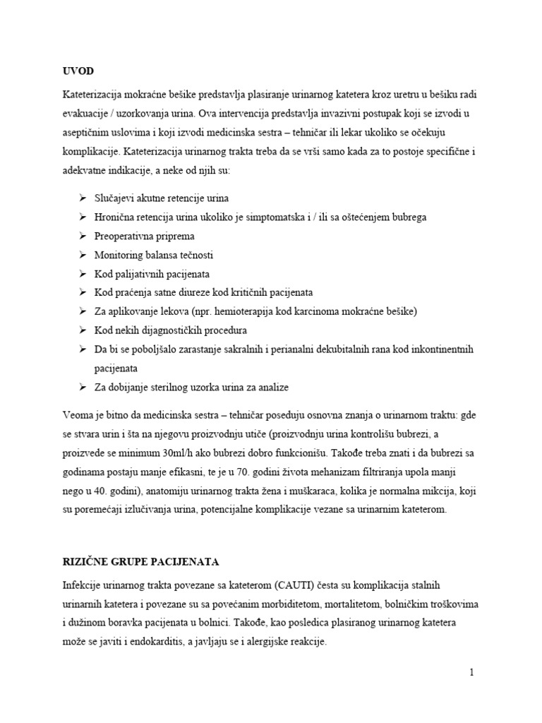 Test 20 - Kateterizacija Mokraćne Bešike | PDF
