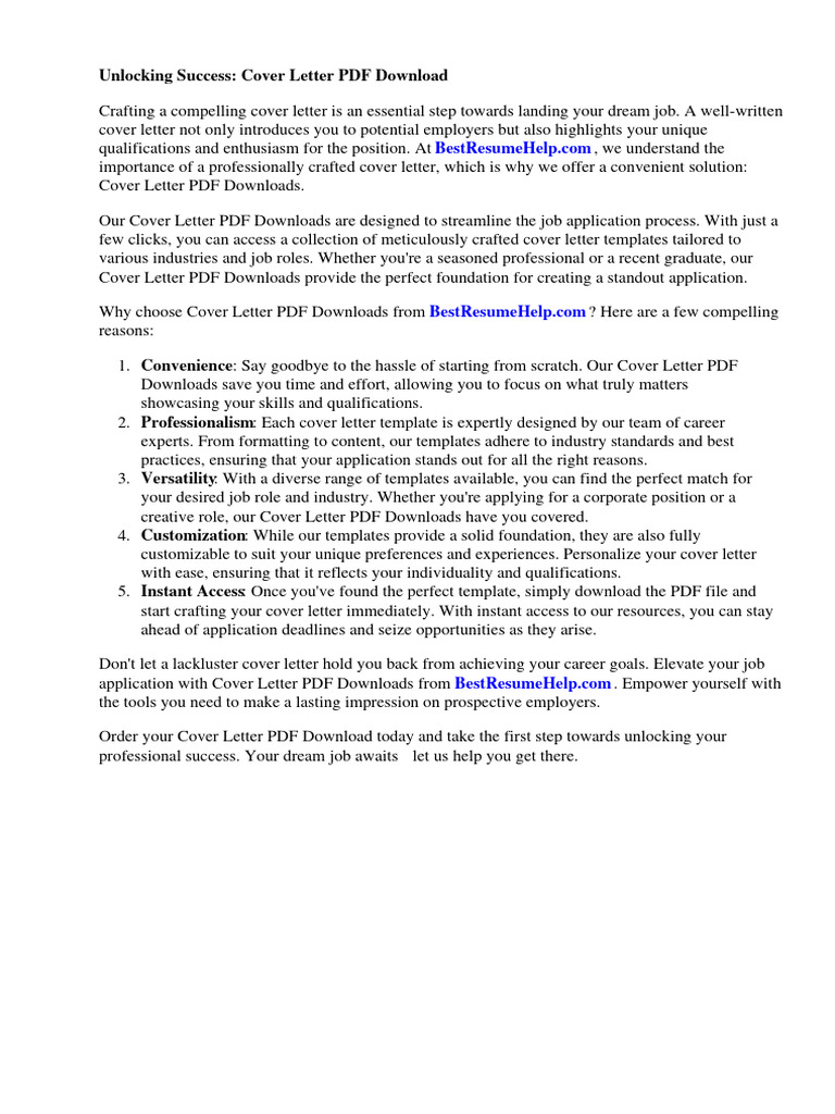 Cover Letter PDF Download | PDF | Résumé | Http Cookie