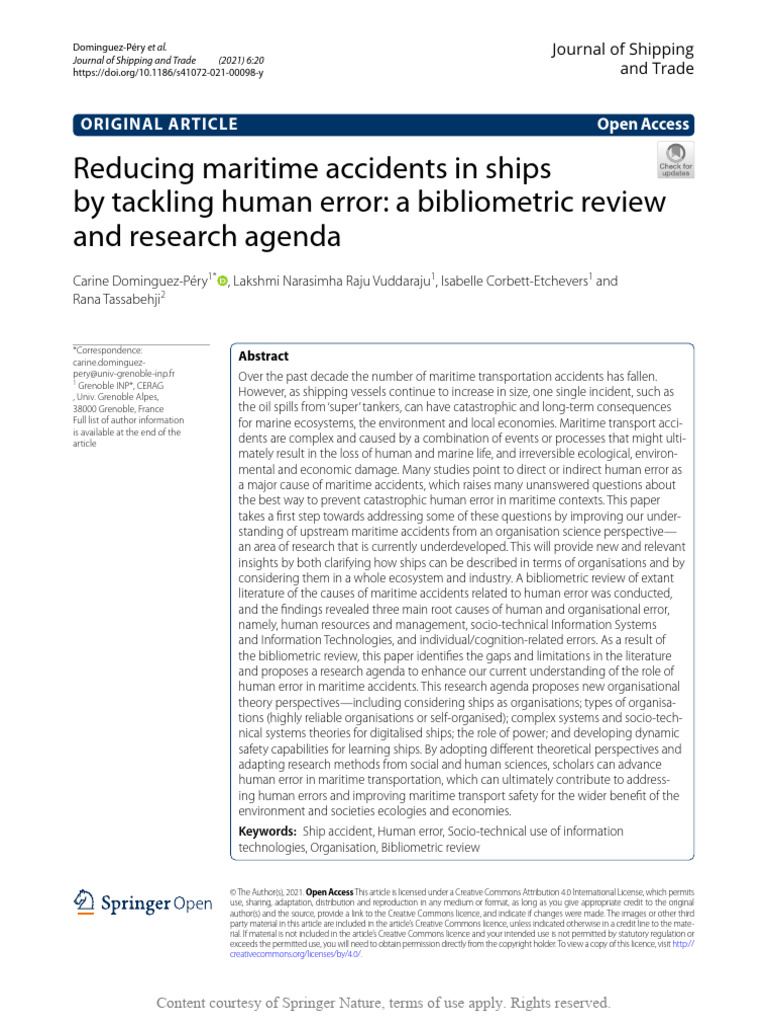 Reducing Maritime Accidents in Ships by Tackling H | PDF | Oil Spill ...