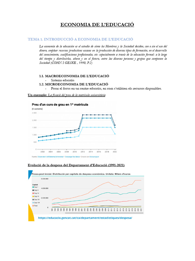 Economia de L'educació - Apunts | PDF Economia de L'educació - Apunts | PDF
