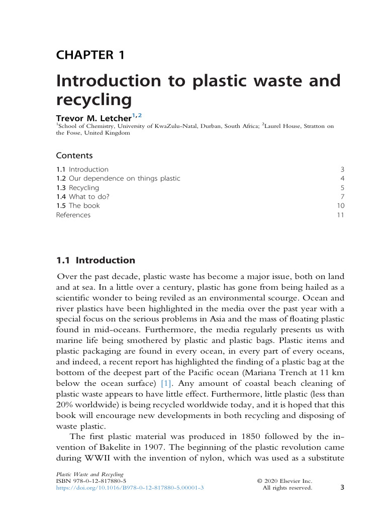 Introduction To Plastic Waste and Recycling | Download Free PDF ...