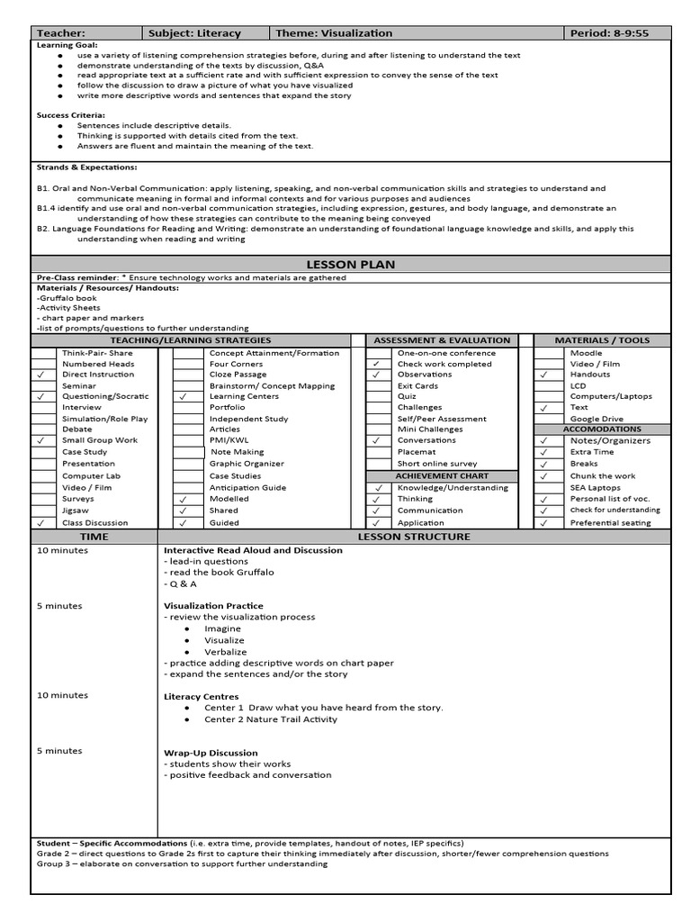 Lesson Plan Nov | PDF | Reading Comprehension | Lesson Plan