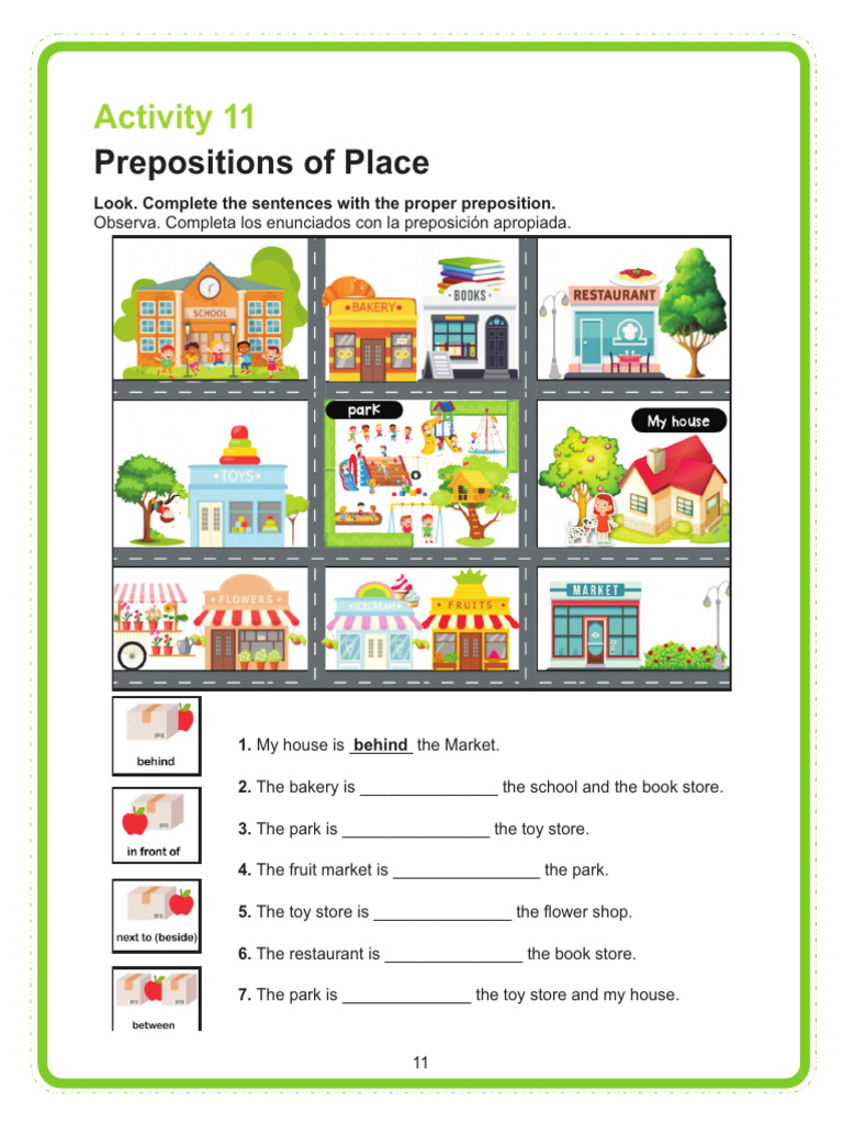 2 Places in Town, Prepositions | PDF | Home & Garden