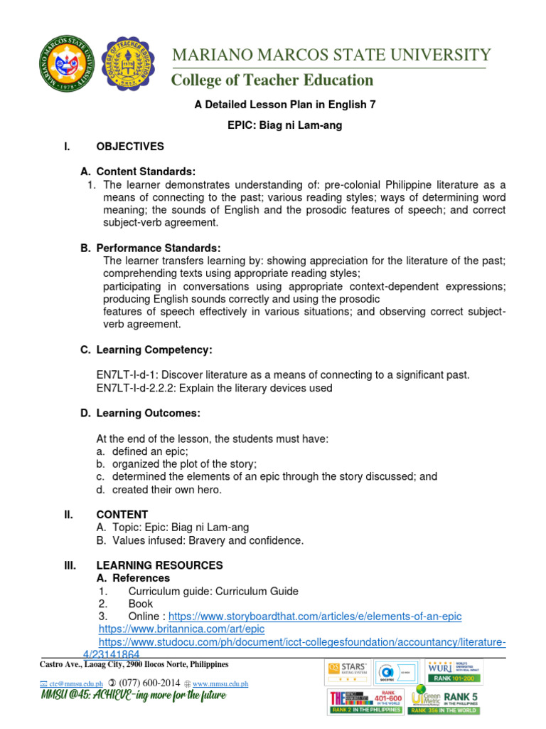A Detailed Lesson Plan in English 7 | PDF