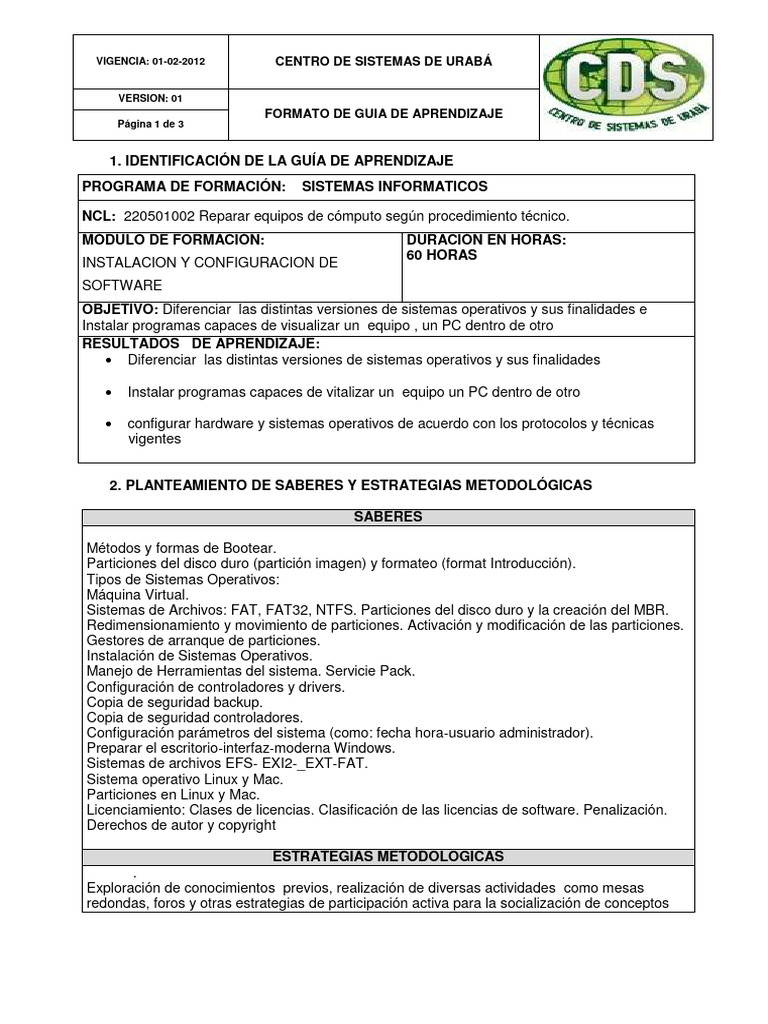 Instalacion Y Configuracion De Software Pdf Sistema Operativo