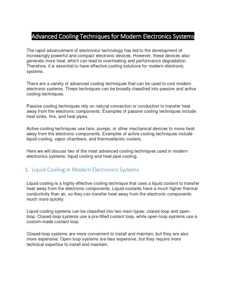 Advanced Cooling Techniques Document 082523 | PDF