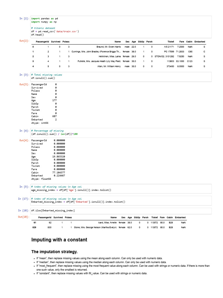 7 8 - Missing Value Handling | PDF | Computer Data | Statistics 7 8 - Missing Value Handling | PDF | Computer Data | Statistics