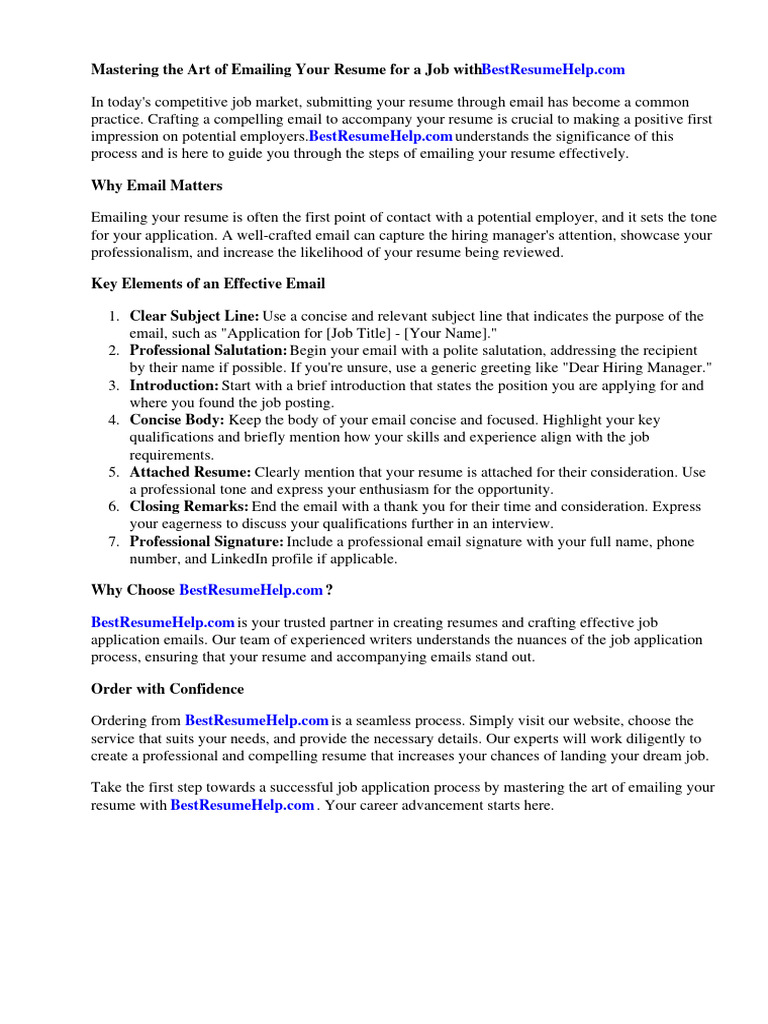 Emailing Your Resume For A Job | PDF | Résumé | Recruitment