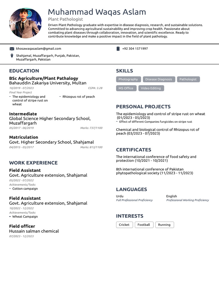 Resume-2 0 | Download Free PDF | Plant Pathology | Pathology