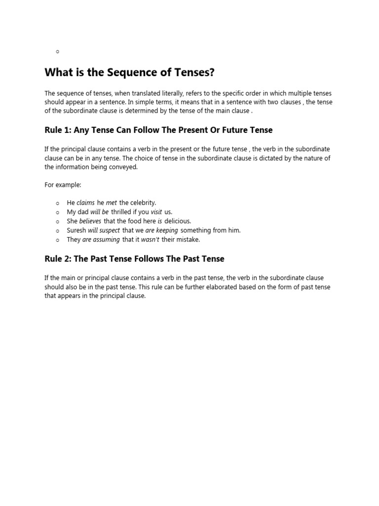Sequence of Tenses | PDF | Grammatical Tense | Verb