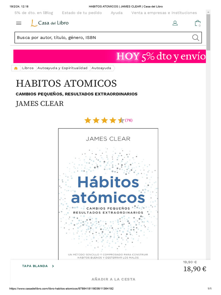 HABITOS ATOMICOS - JAMES CLEAR - Casa Del Libro | PDF
