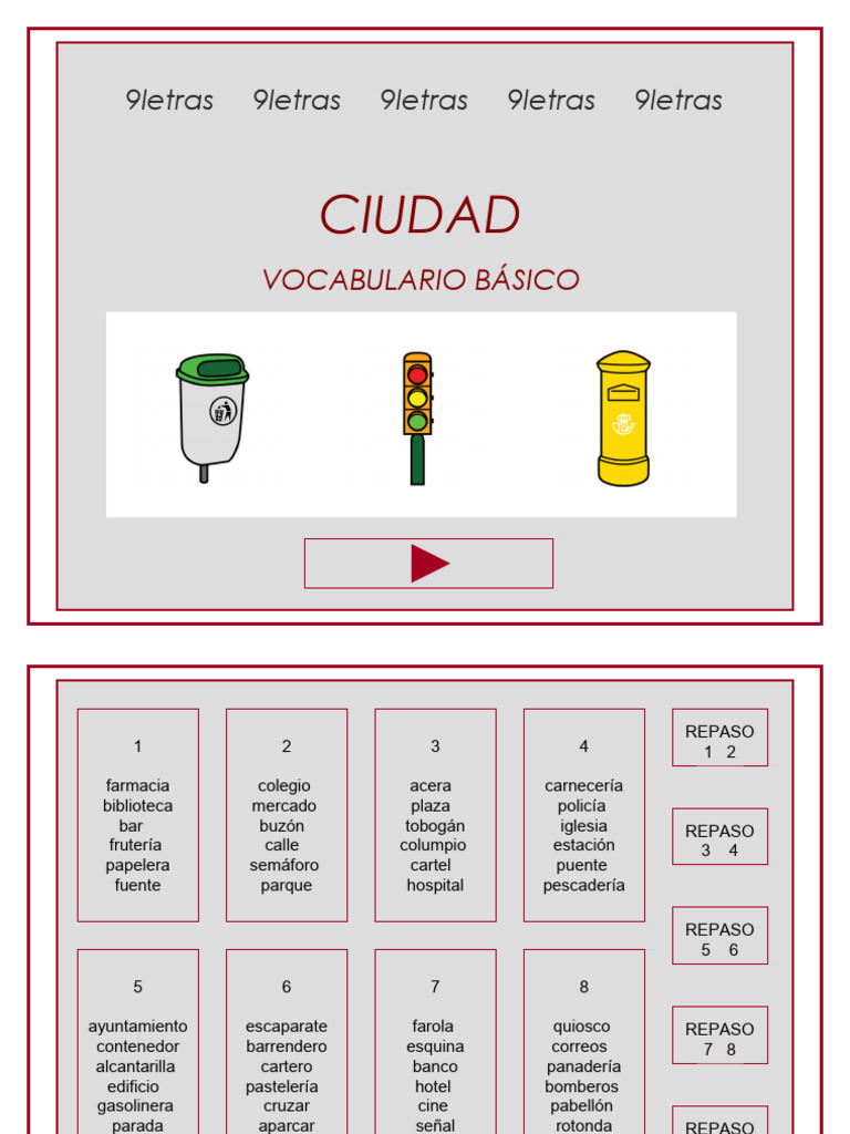 Vocabulario Básico de la Ciudad | PDF