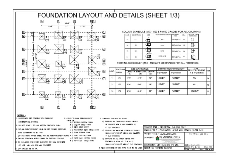 Foundation Layout and Details (Sheet 1/3) : EF C3 EF C3 F1 C1 F2 C4 | PDF