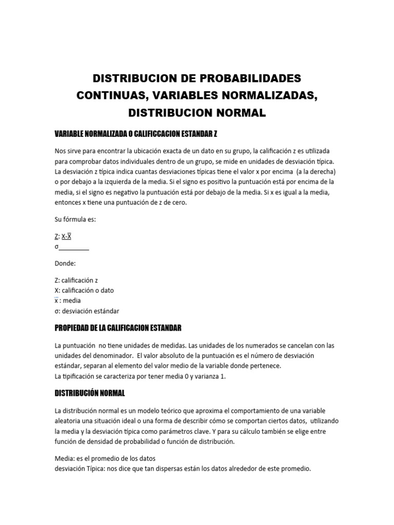 Distribucion de Probabilidades Continuas, Estadistica II | PDF ...