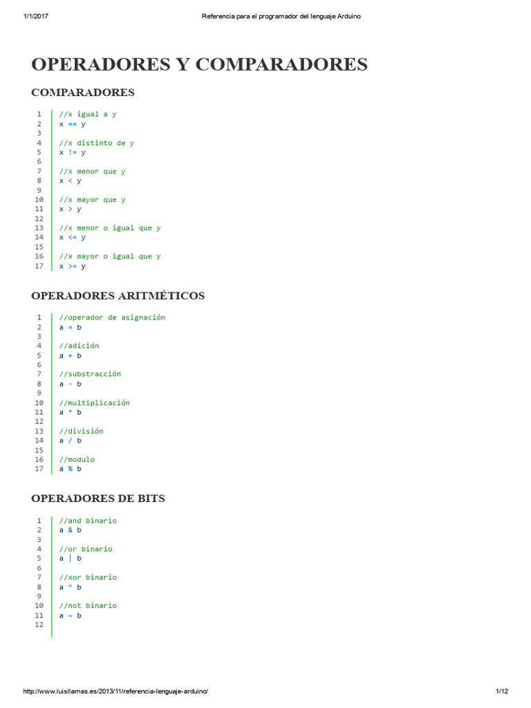 Referencia para El Programador Del Lenguaje Arduino | PDF | Poco | Cadena (informática)