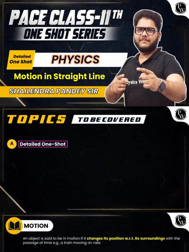 MOTION IN A STRAIGHT LINE - Class Notes - PACE CLASS - 11TH ONE SHOT ...