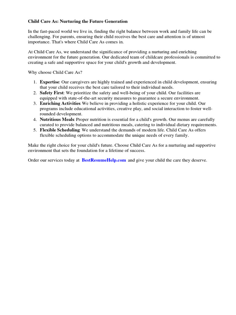 Child Care Assistant Director Overview | PDF | Child Care | Nursing