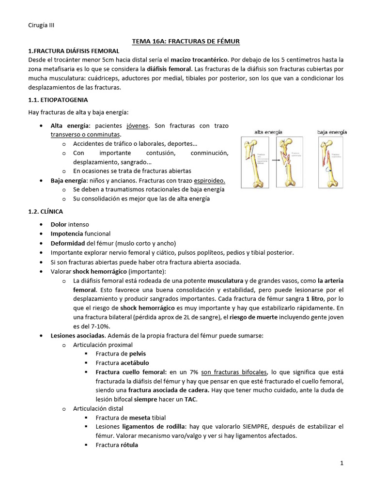Tema 16. Fractura Diáfisis Femoral y Superficies Articulares de La ...