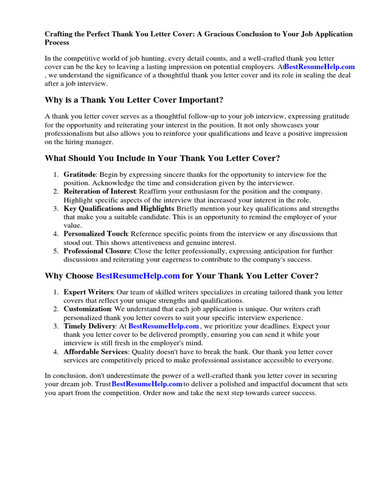 Thank You Letter Cover | PDF | Gratitude | Job Interview