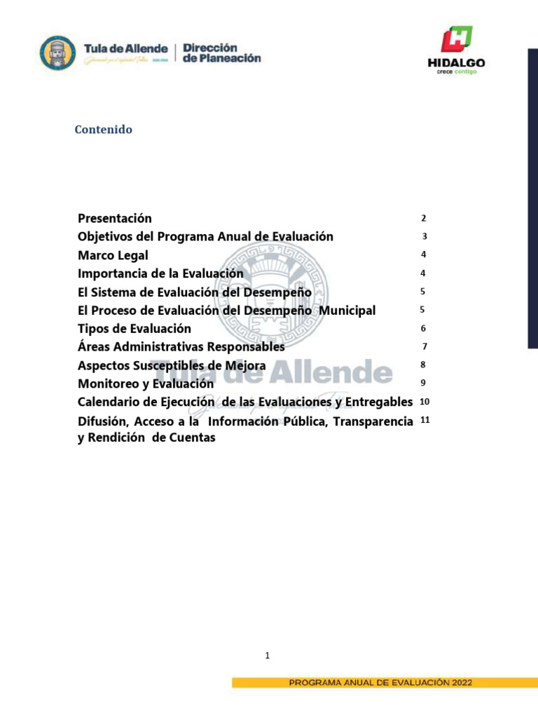 Programa Anual de Evaluación Municipal 2022 | PDF | Evaluación ...