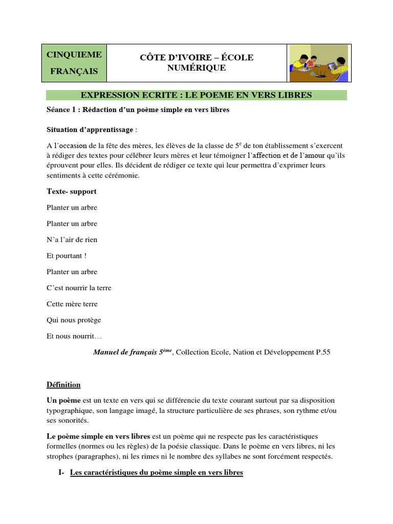 3 5e Rediger Un Poeme Simple | PDF | Phrase | Grammaire