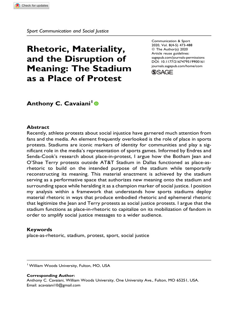Stadium Protests: Rhetoric & Social Justice | PDF | Rhetoric | Dallas ...