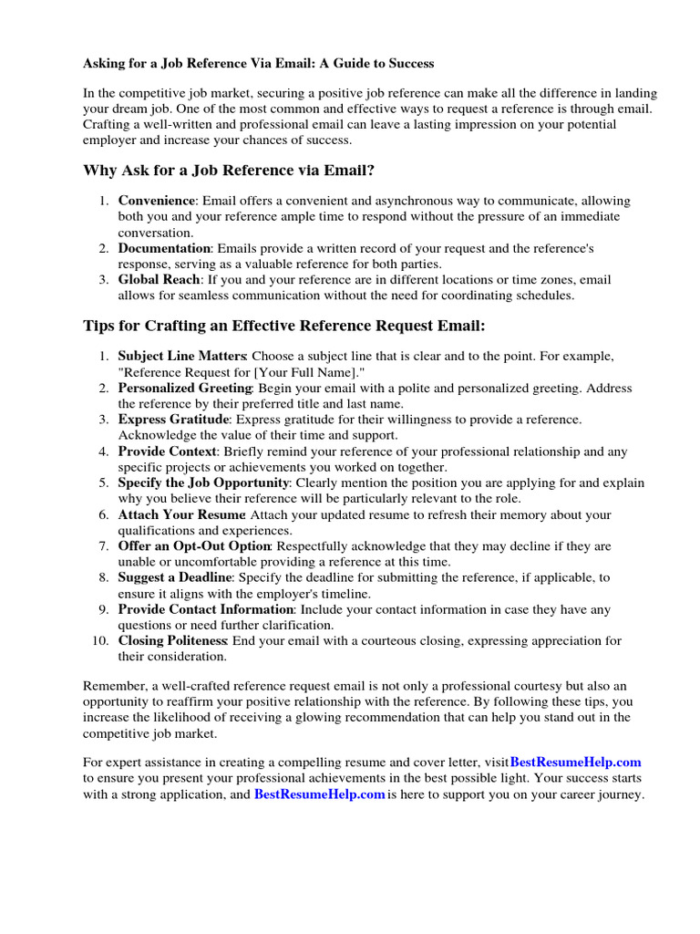 Ask Job Reference Via Email | PDF | Résumé | Mentorship