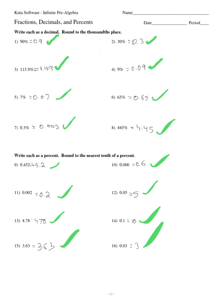Fractions Decimals and Percents | PDF | Decimal | Lexicology