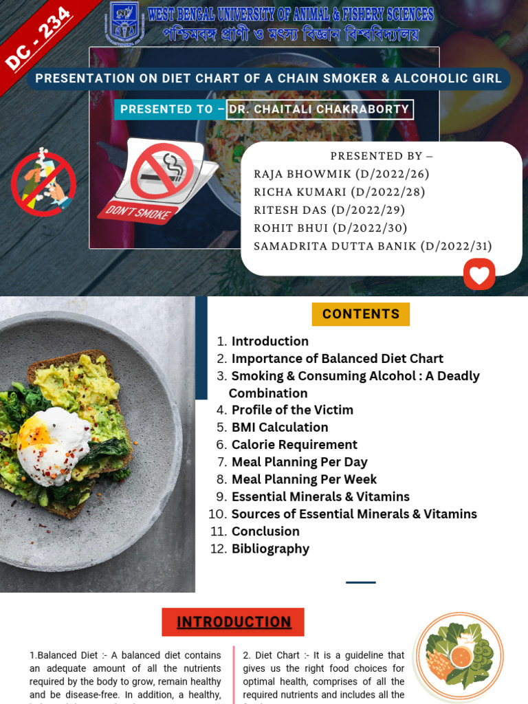 On Case Study of Diet Chart For A 15 Years of Girl Who Is A Chainsmoker ...