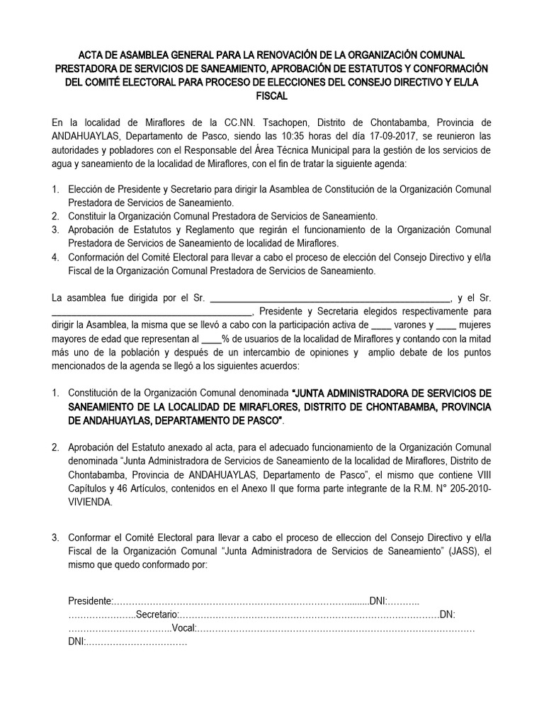 Acta De Constitucion De Jass Padron Pdf Gobierno