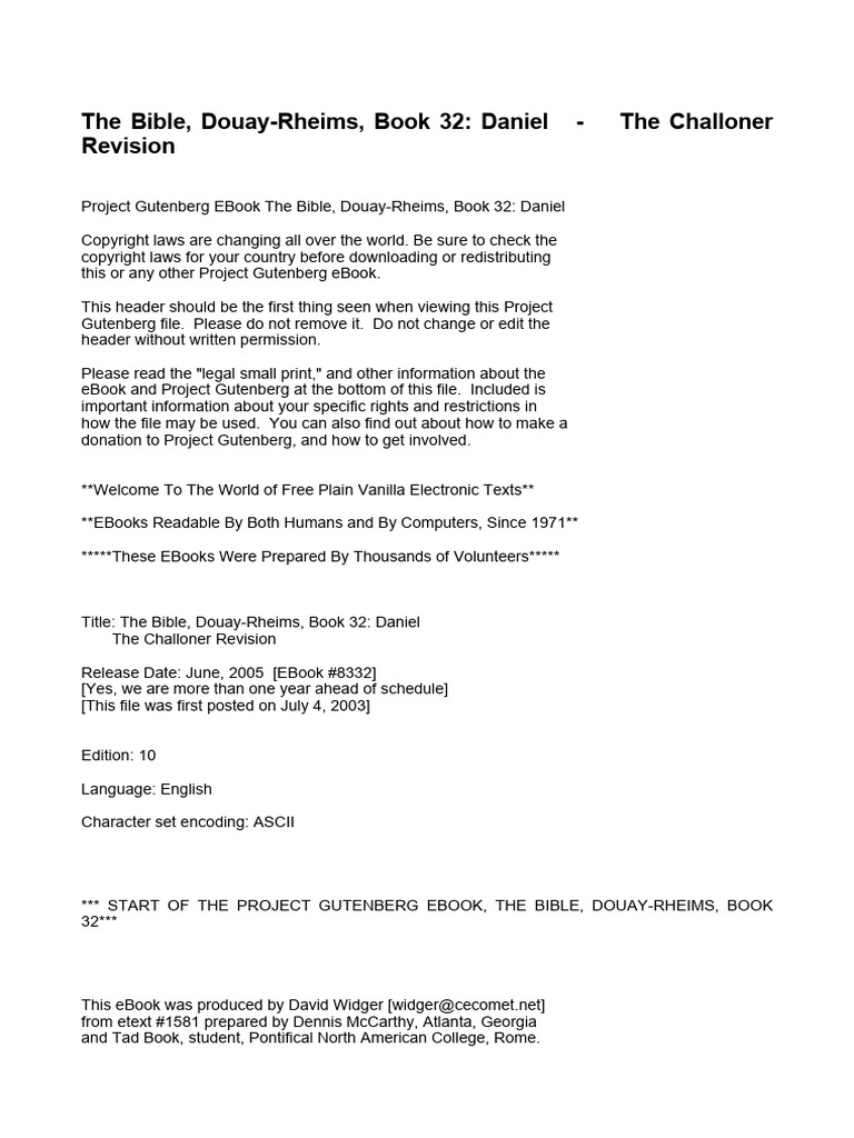 The Bible, Douay-Rheims, Book 32 Daniel - The Challoner Revision | PDF ...