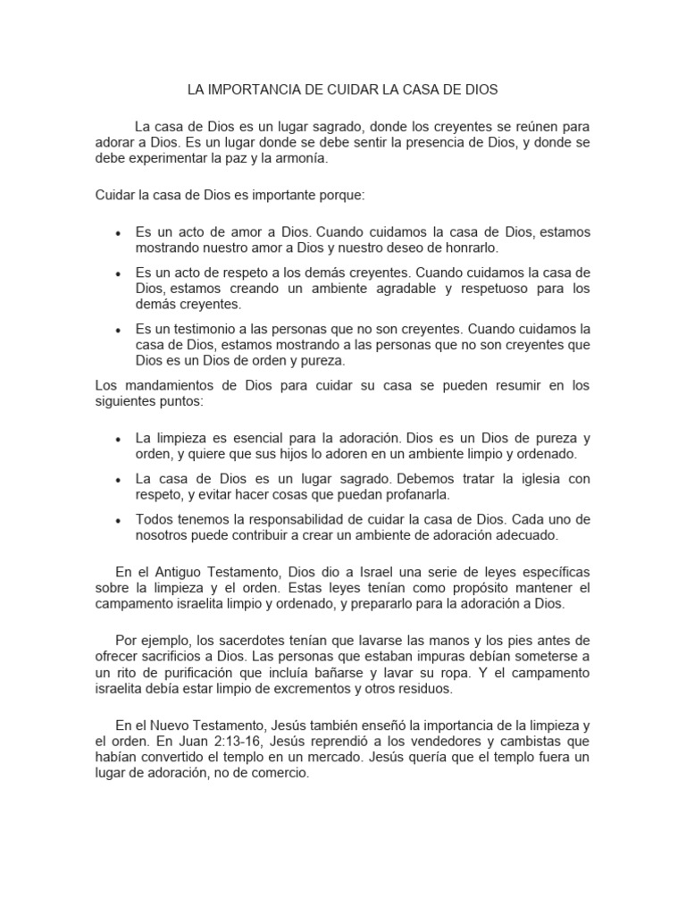 R3 La Importancia de Cuidar La Casa de Dios | PDF | Dios | Creencia religiosa y doctrina