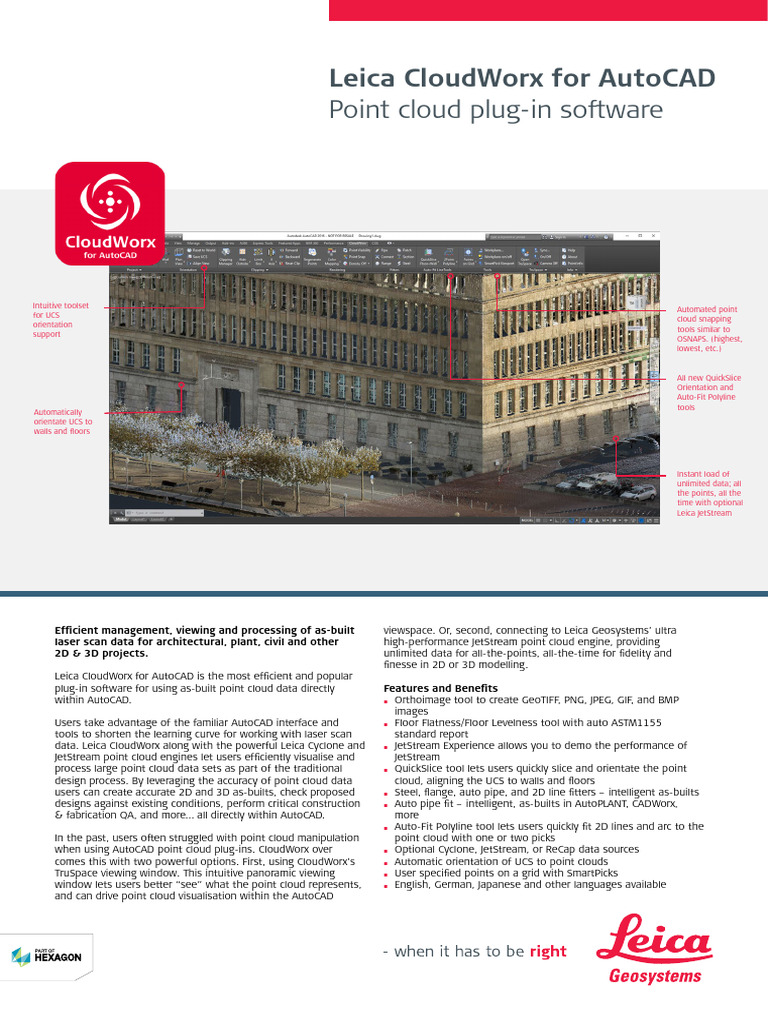 Leica CloudWorx For AutoCAD DS 755750 1117 en LR | PDF | 3 D Computer Graphics | Auto Cad