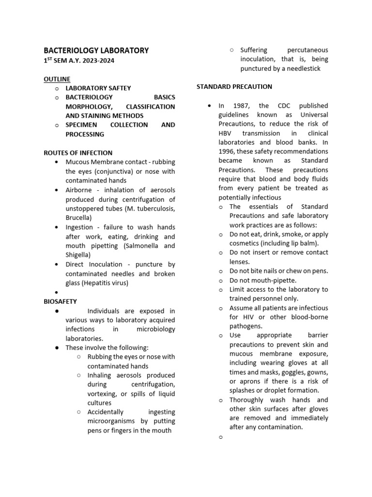 Bacteriology Laboratory | PDF | Staining | Gram Positive Bacteria