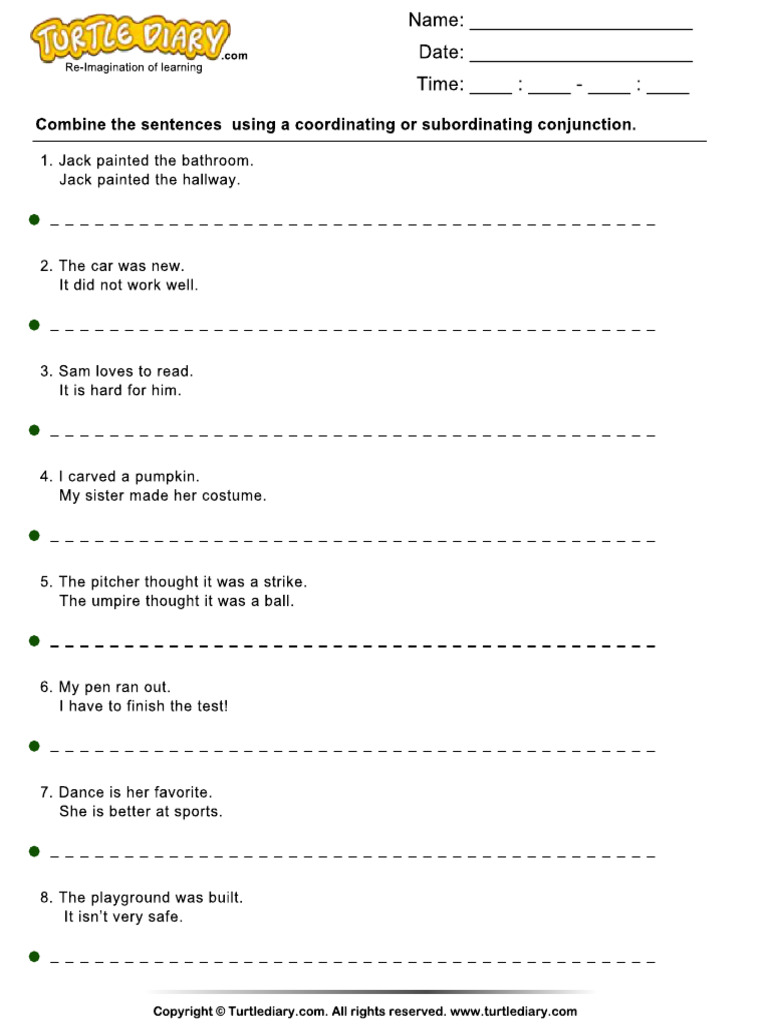 Combining Sentences With Conjunctions | PDF
