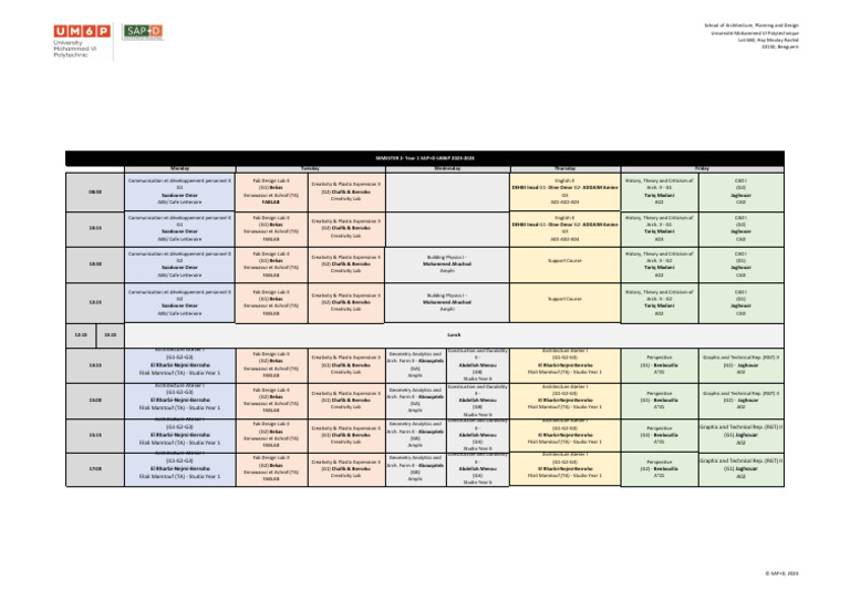 Emploi Du Temps 2023-2024 Sap+D-um6p Semestre 2 Year 1 17.02 | PDF | Massachusetts Institute Of ...
