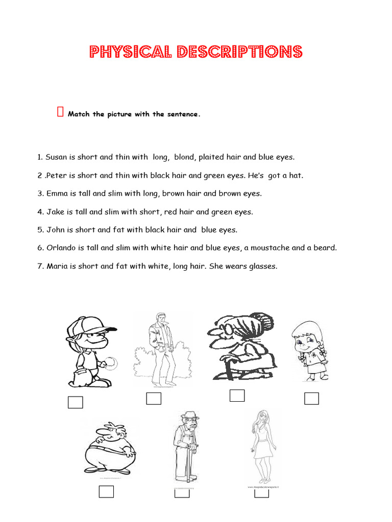 Physical Descriptions Picture Description Exercises - 13792 | PDF ...