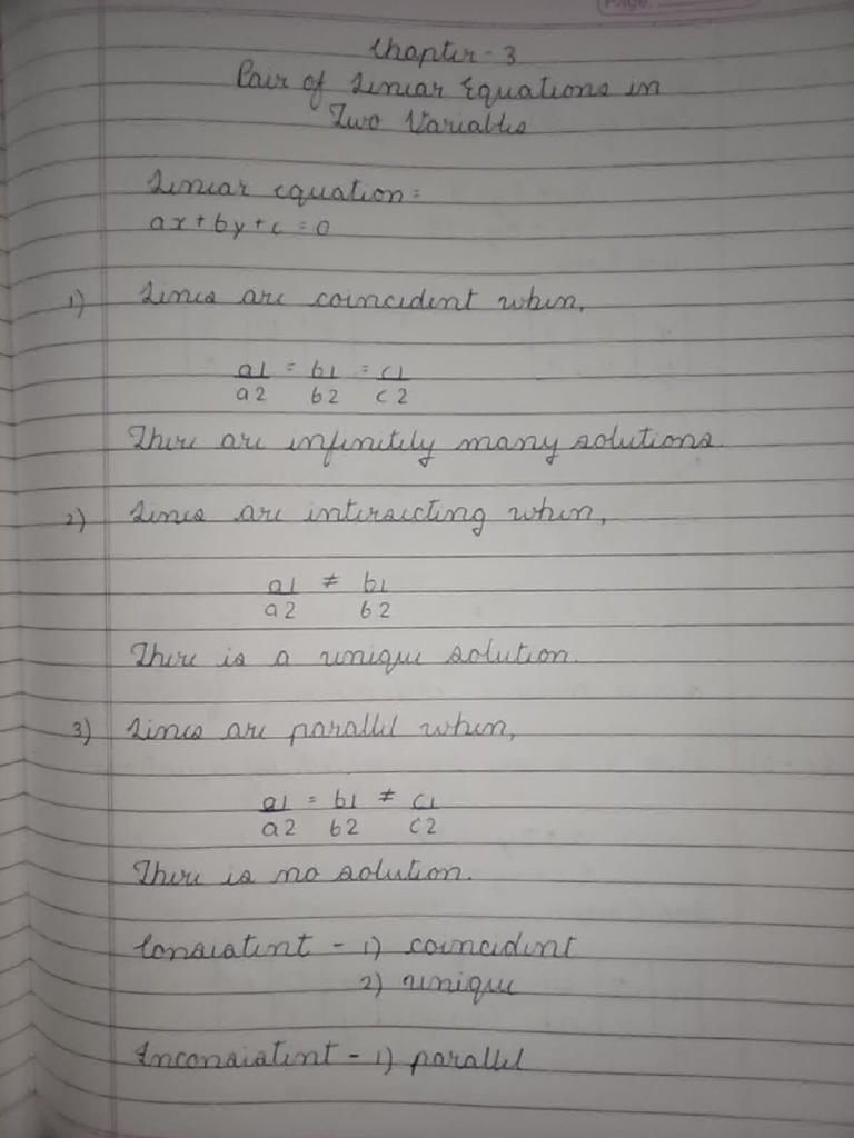 Maths Chapter - 3 Pair of Linear Equations | PDF