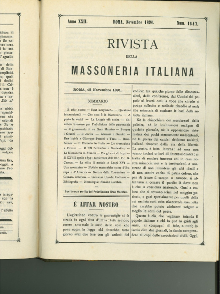 Rivista Massonica 1891-1892-1894 R. L. Cuore e Carattere | PDF