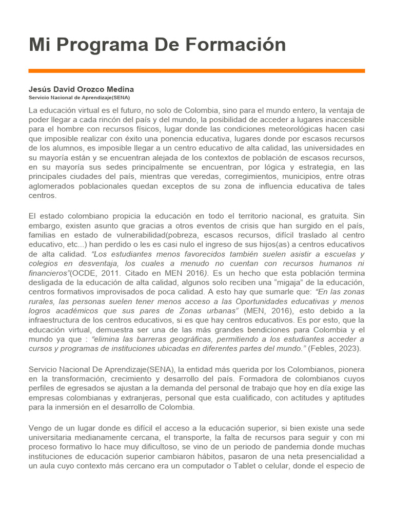 Mi Programa de Formación | PDF | Colombia