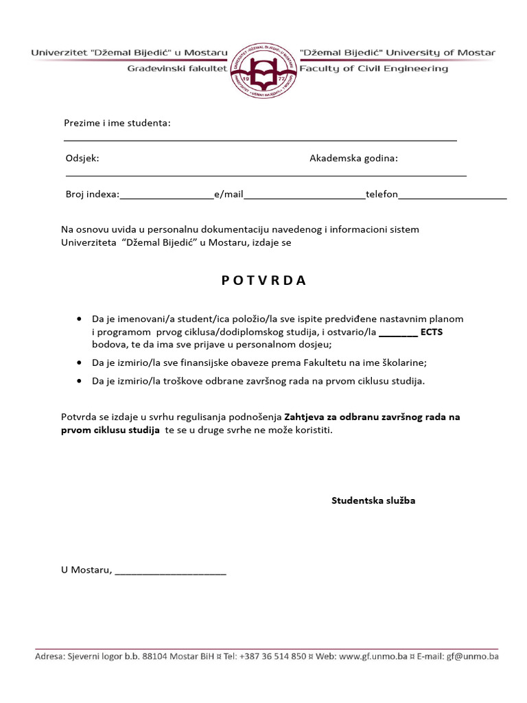 Potvda Za Izmirene Obaveze I Ciklus | PDF