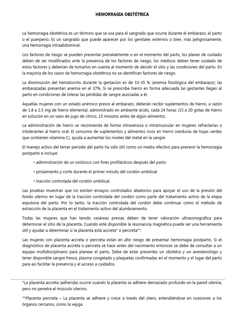 Guía para Manejo de Hemorragia Obstétrica | PDF | Parto | El embarazo