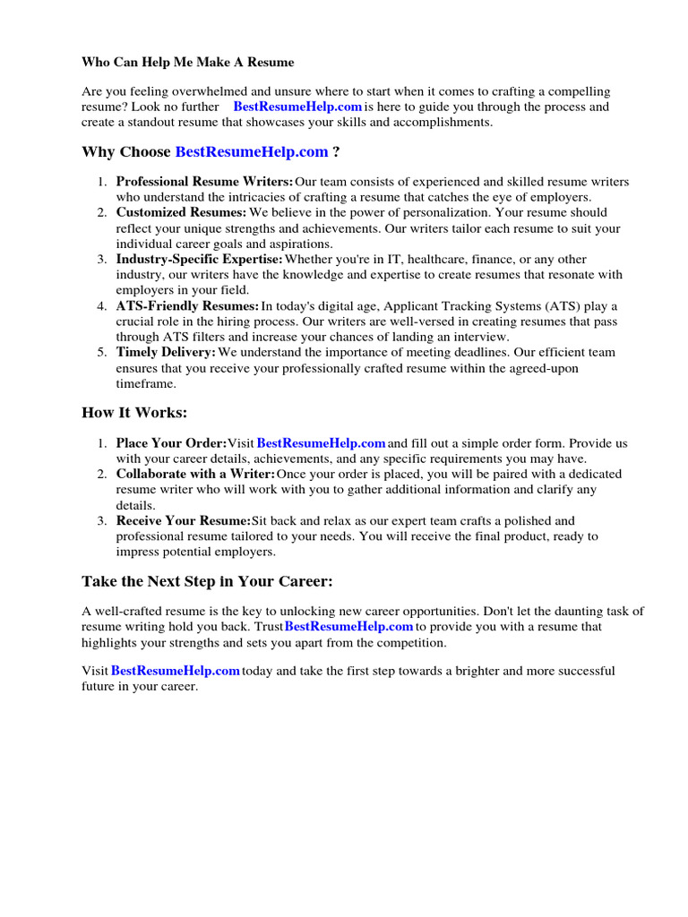 Who Can Help Me Make A Resume | PDF | Résumé