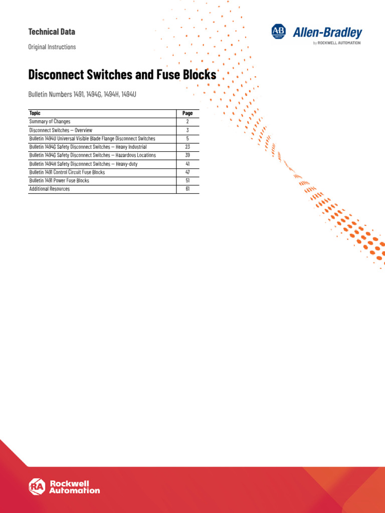 Disconnect Switches and Fuse Blocks: Technical Data | PDF | Fuse (Electrical) | Switch